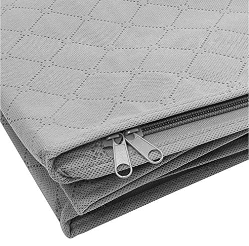 MMLL 1-Pack Fabric Clothes Storage Boxes, Bedding Large Storage Bags, Underbed Clothing Storage Box, Zipper Foldable Drawer Organizer, Used for Clothes, Blankets, Closets,19" L X 14" W X 8" H (Grey)