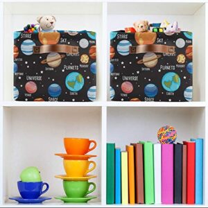 STAYTOP Large Storage Basket Cute Solar System Planets Collapsible Toy Storage Bins Waterproof Laundry Basket with Handle,Used for Home Closets, Offices, Bedrooms 2PCS