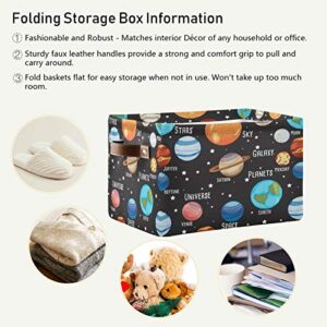 STAYTOP Large Storage Basket Cute Solar System Planets Collapsible Toy Storage Bins Waterproof Laundry Basket with Handle,Used for Home Closets, Offices, Bedrooms 2PCS