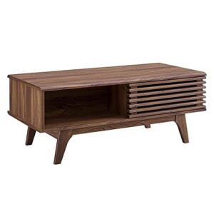 modway render mid-century modern coffee table in walnut