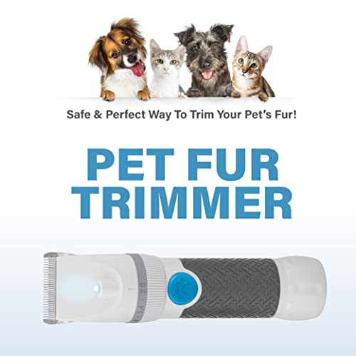 Bell+Howell PawPerfect Pet Fur and Hair Trimmer Dog Hair Clippers with Stainless Steel and Ceramic Blades Low Noise Rechargeable and Cordless Shaver for Dogs Cats and Other Furry Pets As Seen On TV