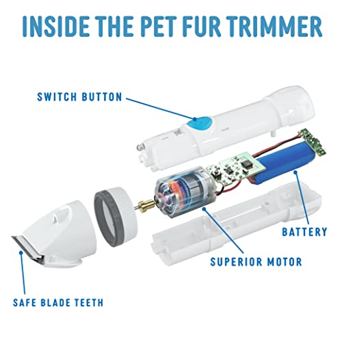 Bell+Howell PawPerfect Pet Fur and Hair Trimmer Dog Hair Clippers with Stainless Steel and Ceramic Blades Low Noise Rechargeable and Cordless Shaver for Dogs Cats and Other Furry Pets As Seen On TV