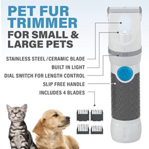 Bell+Howell PawPerfect Pet Fur and Hair Trimmer Dog Hair Clippers with Stainless Steel and Ceramic Blades Low Noise Rechargeable and Cordless Shaver for Dogs Cats and Other Furry Pets As Seen On TV