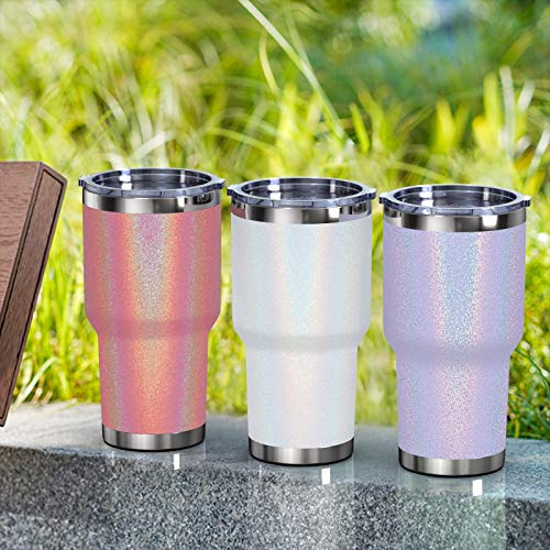 Aikico 30oz Stainless Steel Tumbler, Vacuum Insulated Coffee Tumblers Cups, Durable Wall Travel Mug Tumbler with Lid and Straws, for Ice and Hot Drink, Rainbow Lavender Purple, 1pc