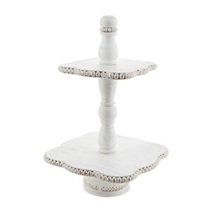 mud pie white beaded tiered server, 20" x 13"