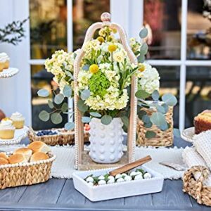 Mud Pie White Beaded Tiered Server, 20" x 13"