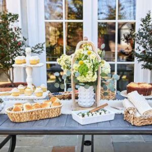 Mud Pie White Beaded Tiered Server, 20" x 13"