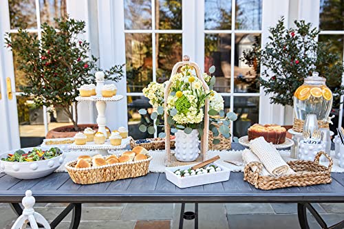 Mud Pie White Beaded Tiered Server, 20" x 13"