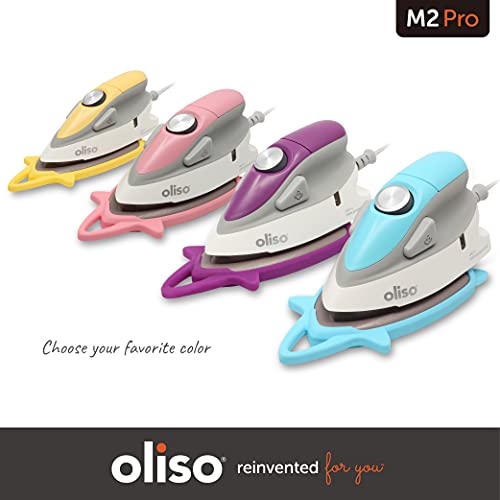 Oliso M2 Mini Project Steam Iron with Solemate - for Sewing, Quilting, Crafting, and Travel | 1000 Watt Dual Voltage Ceramic Soleplate Steam Iron, Turquoise