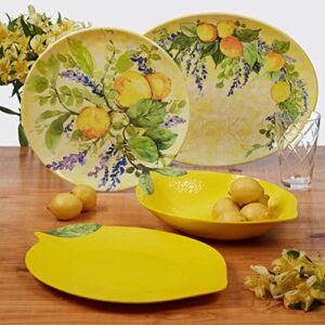 Certified International Lemon Zest Melamine 11" Dinner Plates, Set of 6, Multicolor