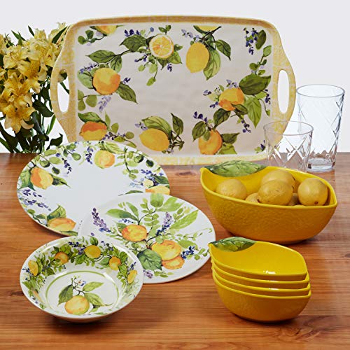 Certified International Lemon Zest Melamine 11" Dinner Plates, Set of 6, Multicolor