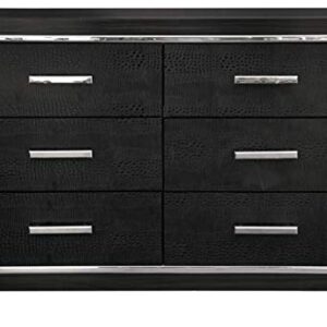 Signature Design by Ashley Kaydell Glam 6 Drawer Dresser with Faux Alligator Panels & Chrome-Tone Accents, Black