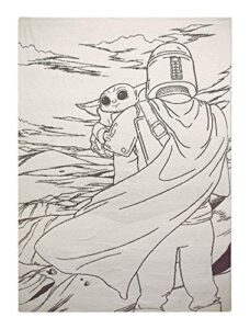 barefoot dreams cozychic the mandalorian throw cream/graphite one size, 54"x72" (dnhcc1990-121-00)