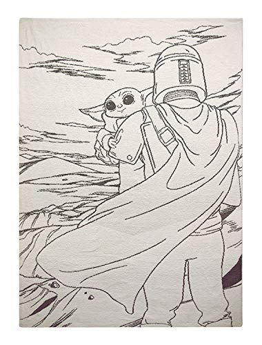 Barefoot Dreams CozyChic The Mandalorian Throw Cream/Graphite One Size, 54"x72" (DNHCC1990-121-00)