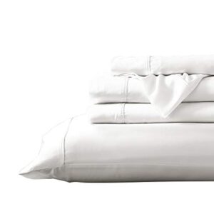 brielle home tencel lyocell sateen sheet set, white, king