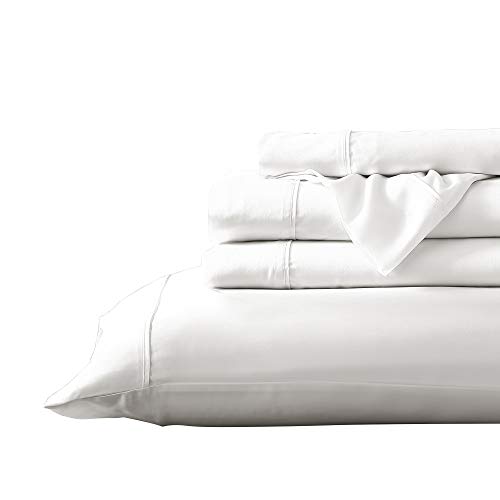 Brielle Home Tencel Lyocell Sateen Sheet Set, White, King