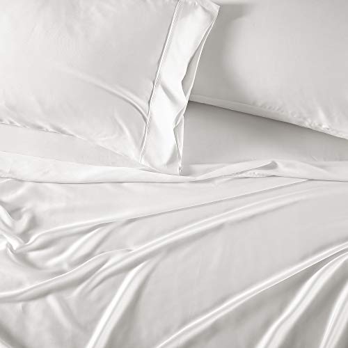 Brielle Home Tencel Lyocell Sateen Sheet Set, White, King