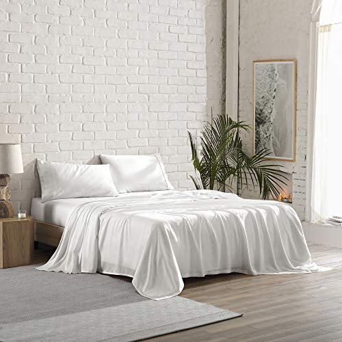 Brielle Home Tencel Lyocell Sateen Sheet Set, White, King