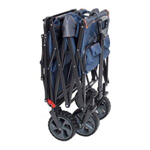 Mac Sports Utility Wagon Outdoor Heavy Duty Folding Cart Push Pull Collapsible with All Terrain Wheels and Handle Portable Lightweight Adjustable Folded Cart Landscape Wagon (Denim Blue)