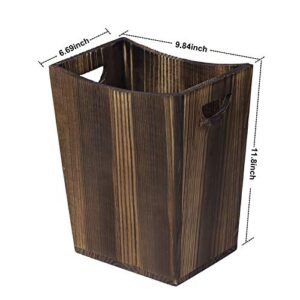 LIANTRAL Wood Trash Can, Waste Basket for Bathroom Office Trash Can Rustic Farmhouse Style Wastebasket Bin Small Wastebaskets for Bathroom, Office, Bedroom, Living Room, Brown