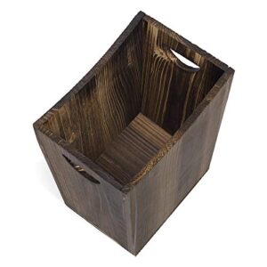 LIANTRAL Wood Trash Can, Waste Basket for Bathroom Office Trash Can Rustic Farmhouse Style Wastebasket Bin Small Wastebaskets for Bathroom, Office, Bedroom, Living Room, Brown