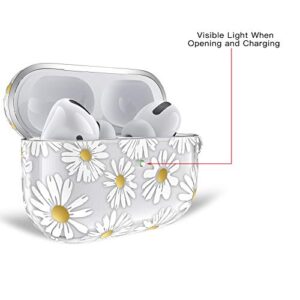 Airpods Pro Case Clear TPU YOMPLOW Compatible with Airpod Pro Cover Protective Case Cute Girls with Keychain Women for Apple Airpods Pro Charging Skin - White Daisy