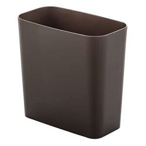 mdesign small plastic 1.8 gallon trash can wastebasket garbage bin for bathroom - slim rubbish waste bin trashcan for master/guest bath, bedroom, kitchen, laundry room, office, casi collection, bronze