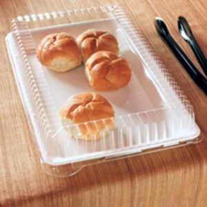 4 10" x 14" Rectangle Serving Trays with Lid, Plastic Tray and Lid Large Plastic Party Platters with Clear Lids White Catering Trays, Serving Trays Wedding Platter, Rectangle Trays and Covers