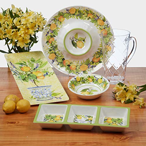 Certified International Lemon Zest 12 pc Melamine Dinnerware Set, Service for 4, Multicolor