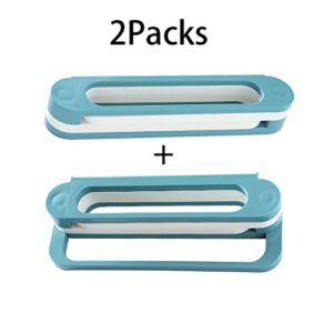 2PCS Bathroom Slippers Rack Wall Mounted Shoe 4in1Organizer Rack Folding Slippers Holder Shoes Hanger Punch-Free Storage Towel Racks (Blue)