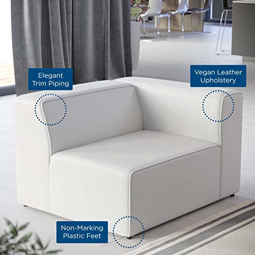 Modway Mingle Vegan Leather Sectional Sofa Right-Arm Chair, White