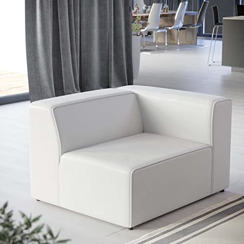 Modway Mingle Vegan Leather Sectional Sofa Right-Arm Chair, White