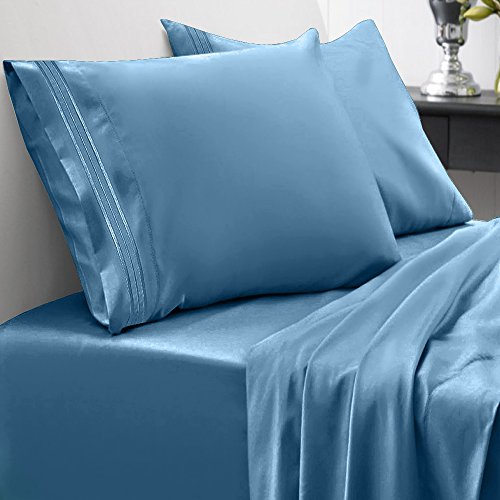 Full Size Sheet Sets - Breathable Luxury Sheets with Full Elastic & Secure Corner Straps Built In - 1800 Supreme Collection Extra Soft Deep Pocket Bedding, Sheet Set, EXTRA DEEP pocket - Full, Denim