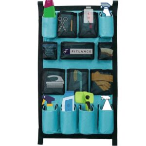 fitlance equine long trailer door caddy - horse trailer door caddy grooming bag stall organizer - horse equipment trailer door caddy storage bag - trailer grooming bag door caddy organizer (teal)