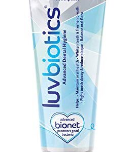 Luvbiotics Whitening Toothpaste with Probiotics & Xylitol promotes good bacteria for whiter teeth, fresh breath & healthy gums.Free from SLS, Parabens, Artificial Colours/Flavours/Sweeteners 75ml Tube