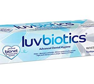 Luvbiotics Whitening Toothpaste with Probiotics & Xylitol promotes good bacteria for whiter teeth, fresh breath & healthy gums.Free from SLS, Parabens, Artificial Colours/Flavours/Sweeteners 75ml Tube