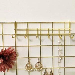 Yash Gold Floating Shelves Set for Wire Wall Grid Panel, Hanging Basket , Hook and Rack ,Wire Metal Storage Shelf Rack 3 in 1 Set Idea for Home and Office