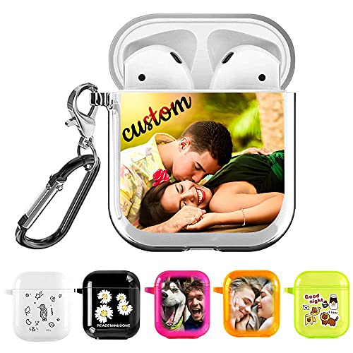 Custom Name Case for Apple AirPods 2 and 1 Cover, Personalized Gift Shock Soft Clear TPU Case with Keychain, Variety of Colors