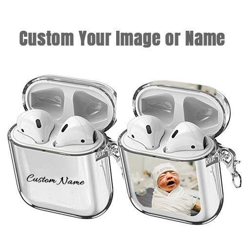 Custom Name Case for Apple AirPods 2 and 1 Cover, Personalized Gift Shock Soft Clear TPU Case with Keychain, Variety of Colors