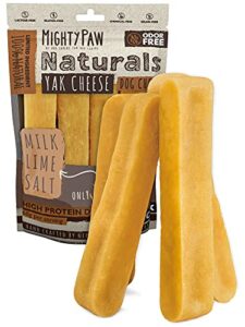 mighty paw yak cheese dog chews | 4 large sticks. all-natural chews for dogs. long lasting yak milk dog chews for aggressive chewers, for teething puppies & bored dogs. 14.4 oz,1 count (pack of 1).