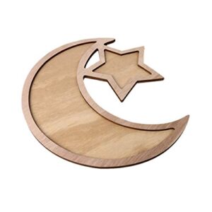 xiuginfu vivixixilaojh rustic wooden crescent moon srar eid ramadan party food serving tableware dessert pastry tray display holder decor ornament