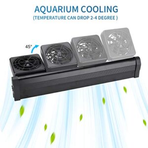 Seven Master Aquarium Chillers, Fish Tank Cooling Fan System 4-Head Wind Power and Angle Adjustable Clip On Chiller, 2 Gears for Control (4-Head)