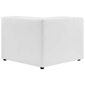 Modway Mingle Vegan Leather Sectional Sofa Corner Chair, White 37 x 37 x 27