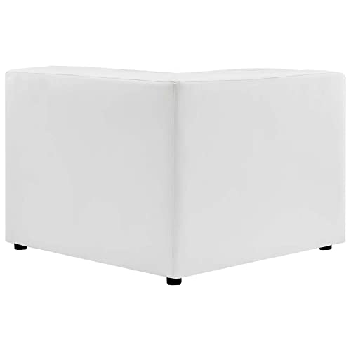 Modway Mingle Vegan Leather Sectional Sofa Corner Chair, White 37 x 37 x 27