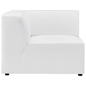 Modway Mingle Vegan Leather Sectional Sofa Corner Chair, White 37 x 37 x 27