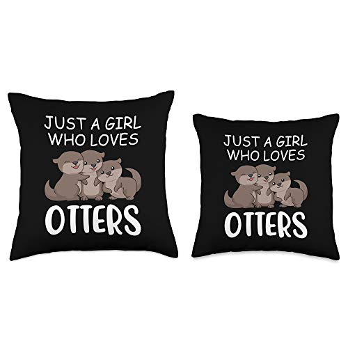 Cute Otter Gifts Women Sea Just A Girl Who Loves Otters Throw Pillow, 16x16, Multicolor