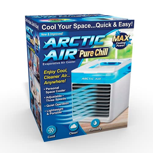 Arctic Air Pure Chill Evaporative Air Cooler By Ontel - Powerful 3-Speed Personal Space Cooler, Quiet, Lightweight And Portable For Bedroom, Office, Living Room & More