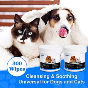 OPULA Dog Eye Wipes,Cat Dog Eye Cleaner,Pet Tear Stain Remover Wipes,300 Count Dog Eye Cleaning Wipes,Eye Cleaner Pads, Unscented Gentle Pet Tear Wipe