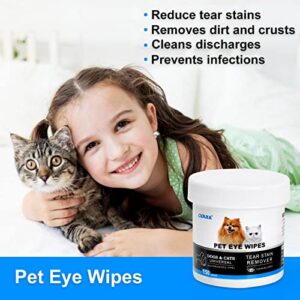 OPULA Dog Eye Wipes,Cat Dog Eye Cleaner,Pet Tear Stain Remover Wipes,300 Count Dog Eye Cleaning Wipes,Eye Cleaner Pads, Unscented Gentle Pet Tear Wipe