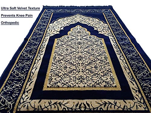 BAYKUL Muslim Prayer Rug - Islamic Turkish Prayer Rugs-Great Ramadan Gifts-Prayer Mat for Women and Men-Islam Carpet-Portable Muslims Mats-Praying Rugs Islam with Beads-Gift Prayer Beads 99